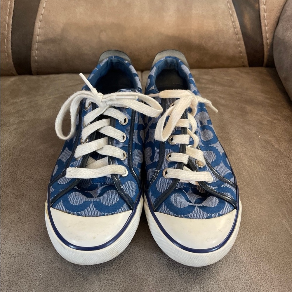 Coach Barrett Women Sneaker Shoes Blue Leather Lace U… - Gem